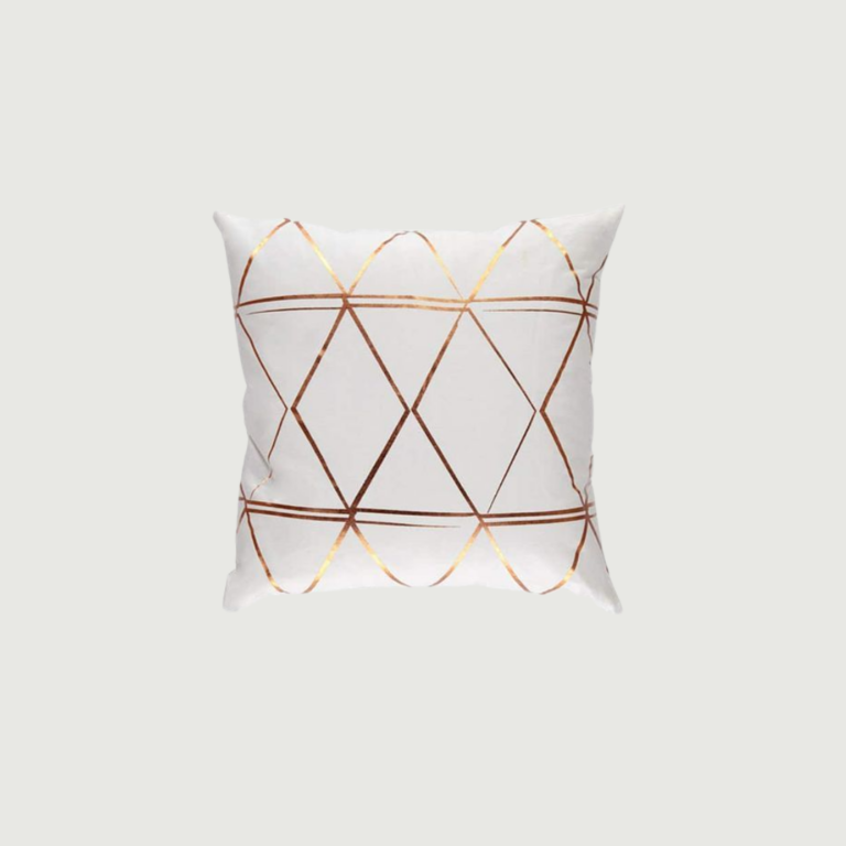 White and Gold Geo Square Pillow - Party Reflections, Inc.