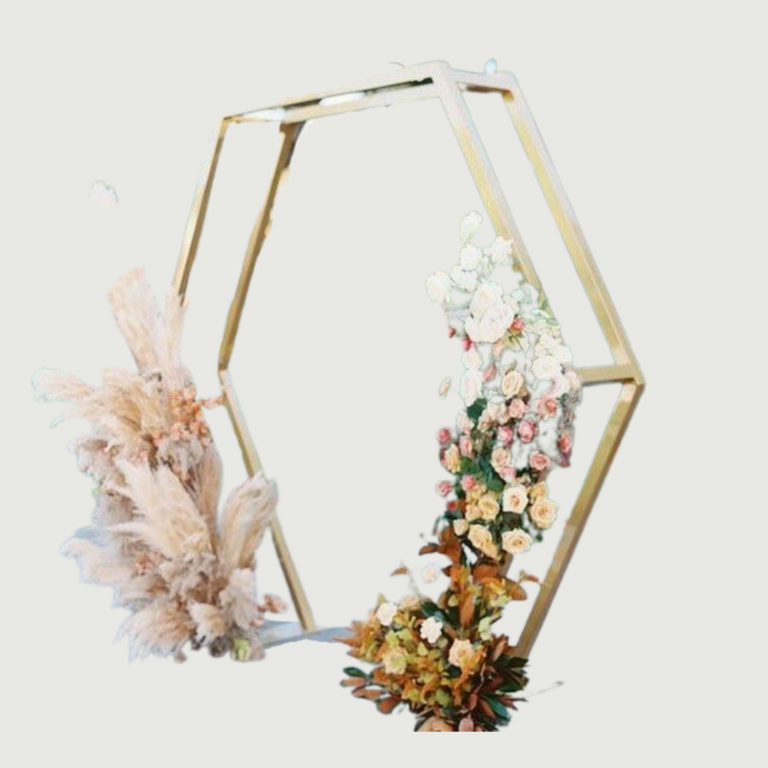 Gold Double Hexagon Metal Arch - Party Reflections, Inc.