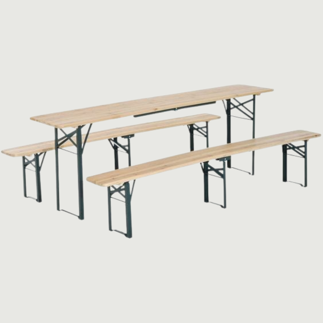 Biergarten Wide Table & Bench Set - Party Reflections, Inc.