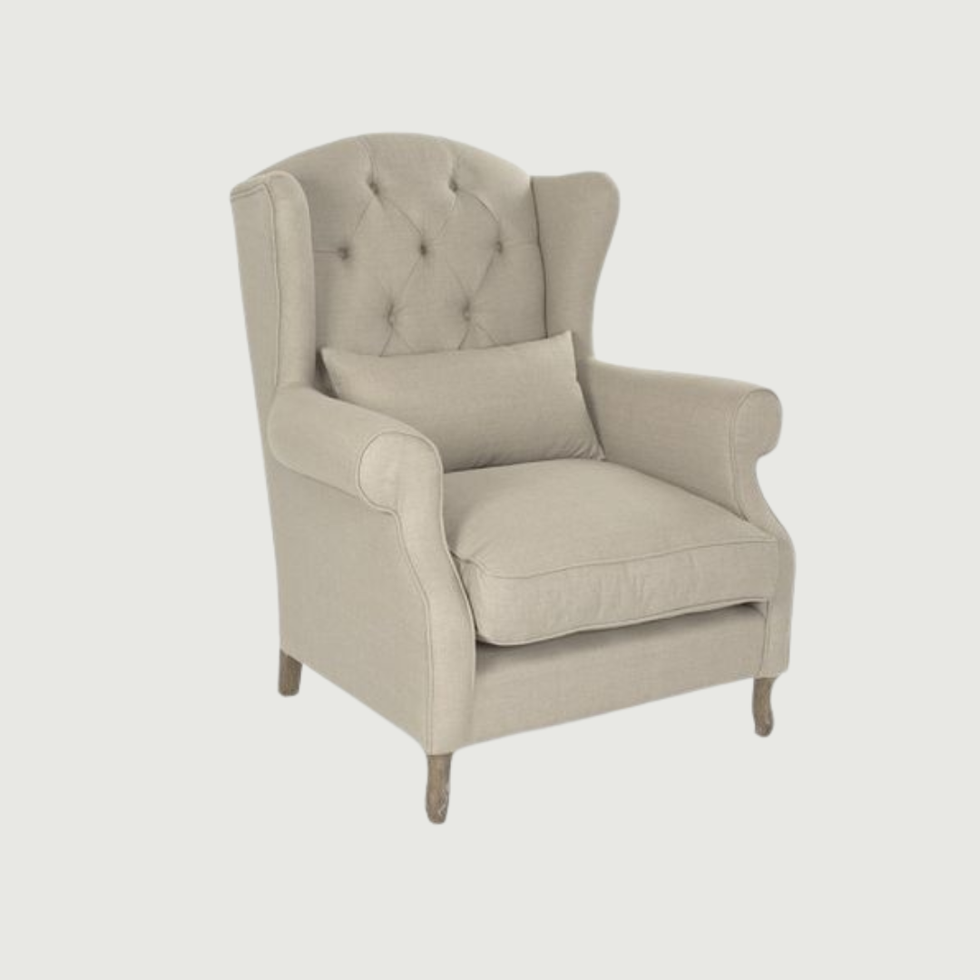 Hampton Linen Wingback Chair - Party Reflections, Inc.