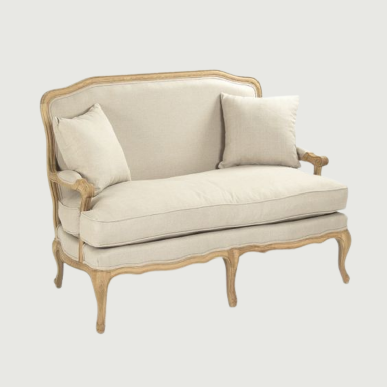 Bastille Settee Natural Linen - Party Reflections, Inc.