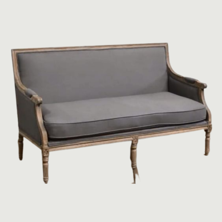 Katrina Gray Linen Settee - Party Reflections, Inc.