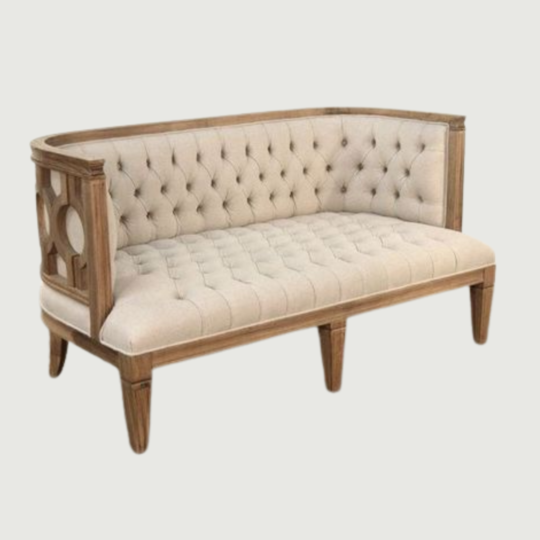 Laurent Natural Linen Settee - Party Reflections, Inc.