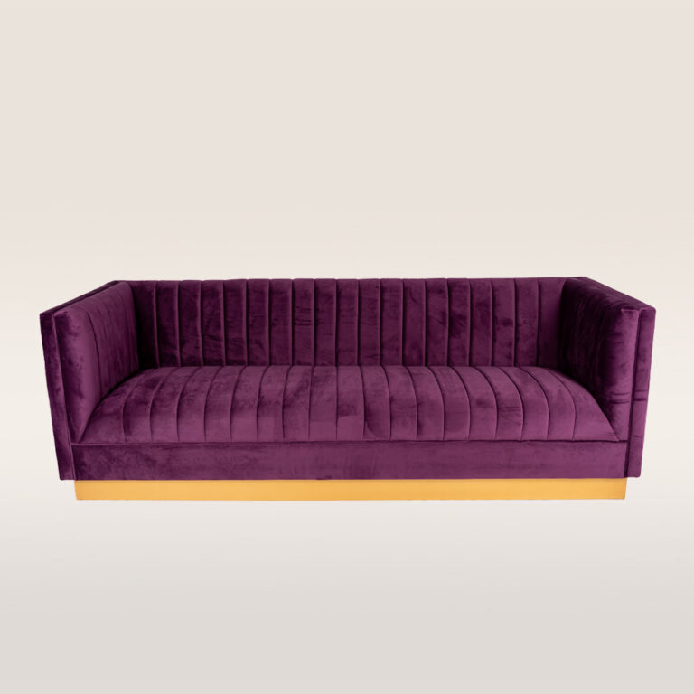Nora Velvet Sofa Eggplant - Party Reflections, Inc.